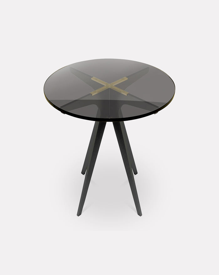 Dean Smoked Glass and Brass Side Table by Gabriel Scott | Curio