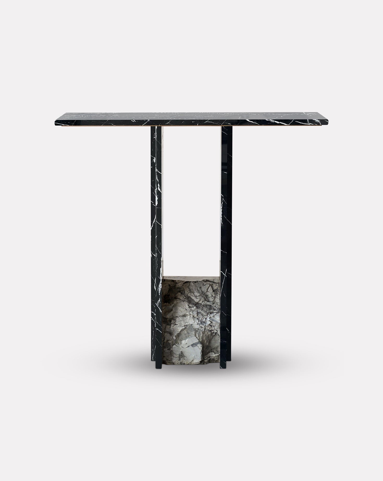 Marquina and Invisible Grey Console Table by Stone Stackers | Curio