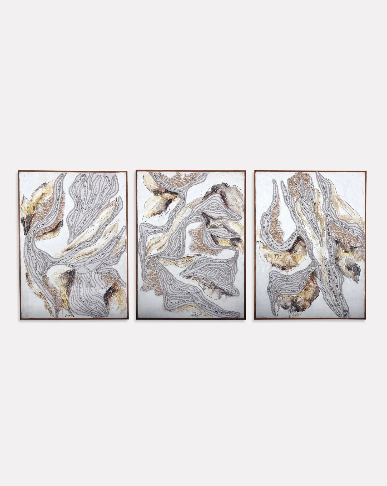 Botanica Tryptich Wall Art by Veena Advani Art | Curio